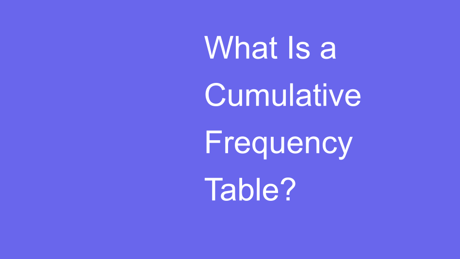 Cumulative Frequency Table | House of Math