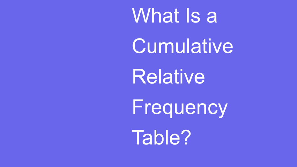 Cumulative Relative Frequency Table | House of Math