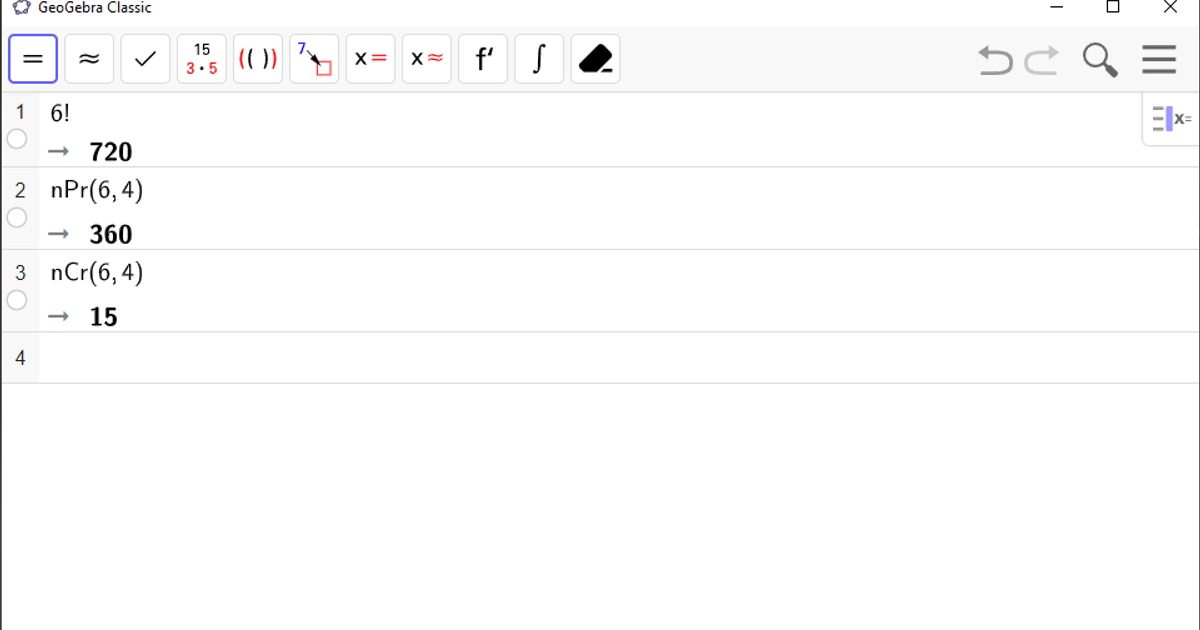 Compute Permutations And Combinations In Geogebra