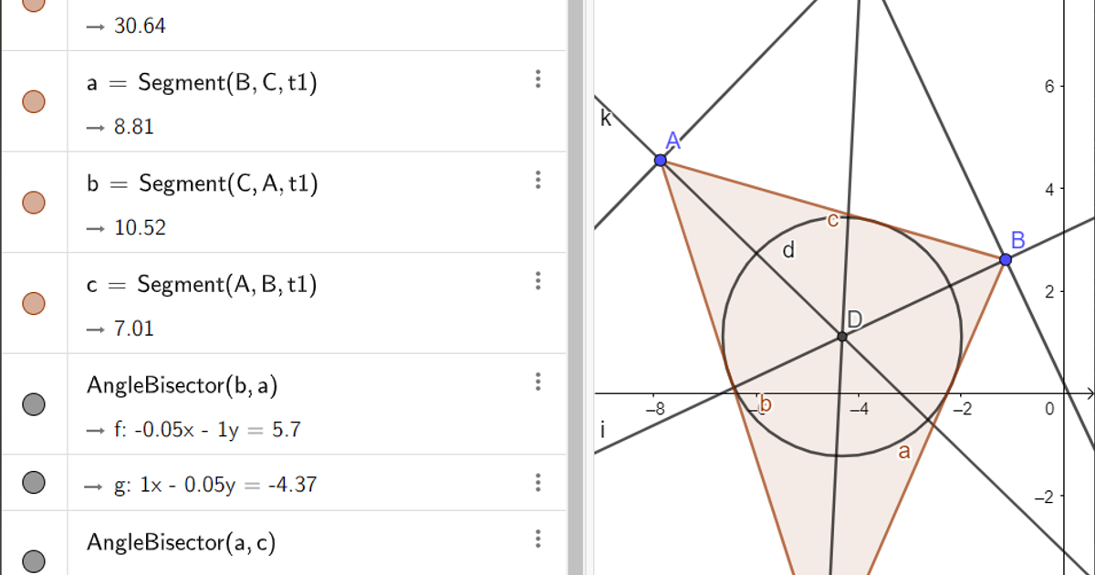 How to Find Incircle and Incenter Using GeoGebra