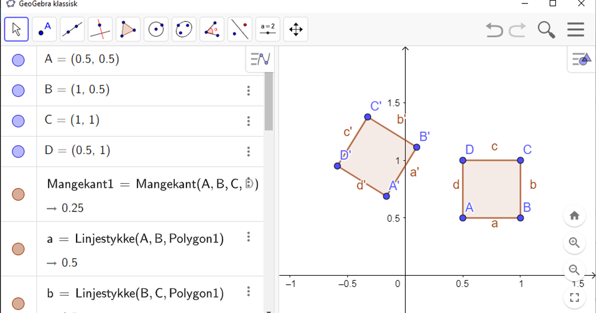 Hvordan rotere en figur i GeoGebra