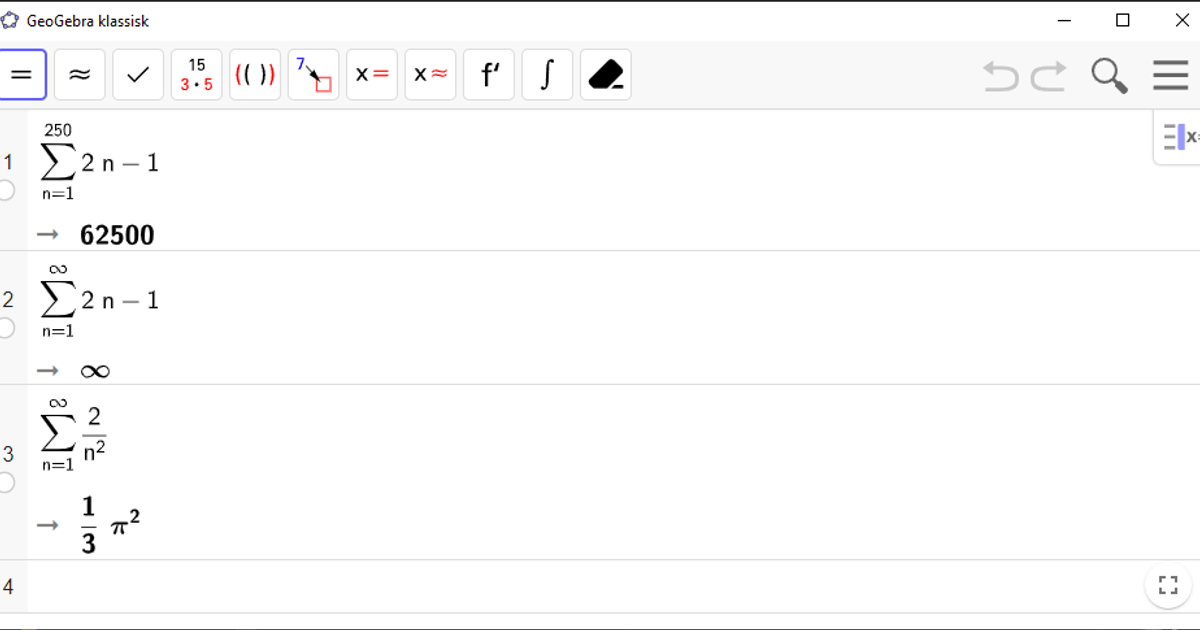 Hvordan bruke summetegnet i GeoGebra