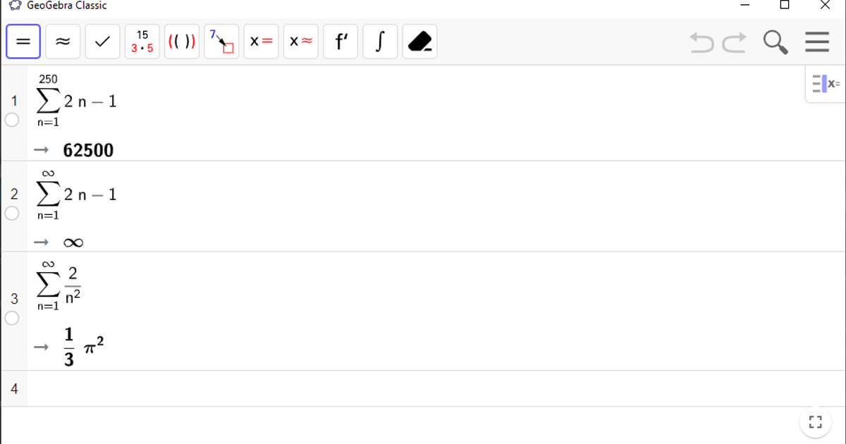 Use The Sum Command In Geogebra For Sums And Series 