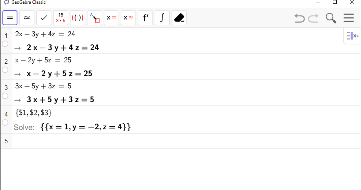 Solve Multivariate Systems of Equations in GeoGebra