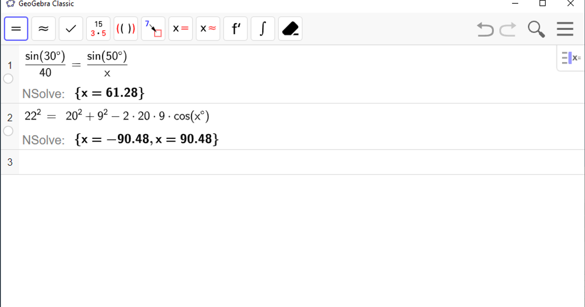 Calculate with the Law of Sines and Cosines in GeoGebra