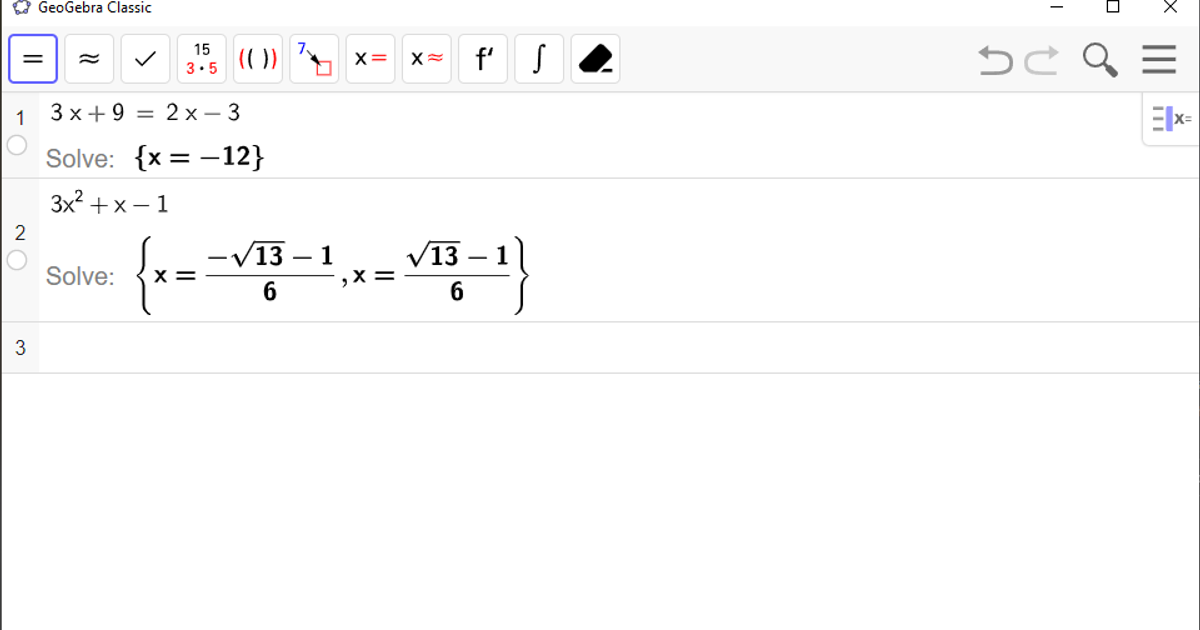 How to Solve an Equation in GeoGebra