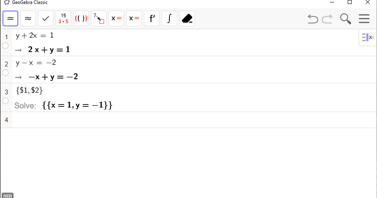 How to Solve Systems of Equations in GeoGebra