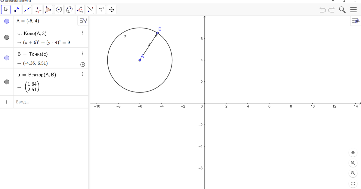 Як будувати вектори заданої довжини в програмі GeoGebra