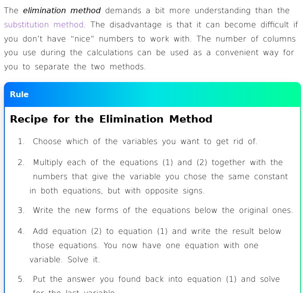 Elimination Method ShowMe Elimination Method